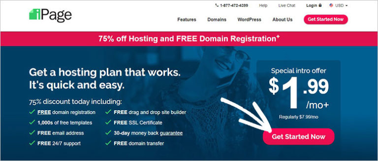 iPage Coupon Code - Get 75% OFF + Free Domain (Special Deal)